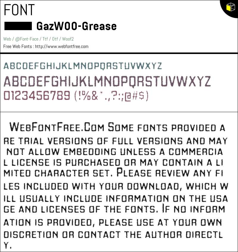 Gaz W00 Grease Fonts Downloads - WebFontFree.Com