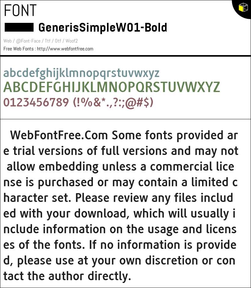 Generis Simple W01 Bold Fonts Downloads - WebFontFree.Com