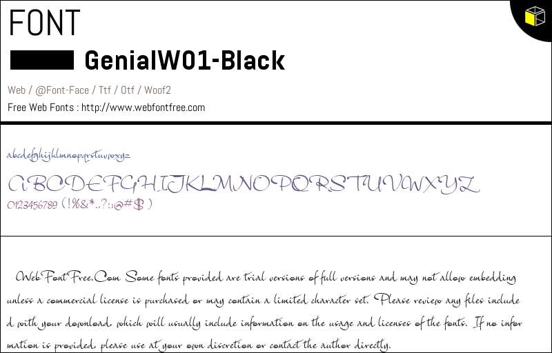 Genial W01 Black Fonts Downloads - WebFontFree.Com