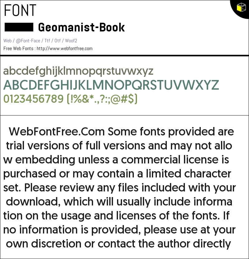 Geomanist-Book Fonts Downloads - WebFontFree.Com