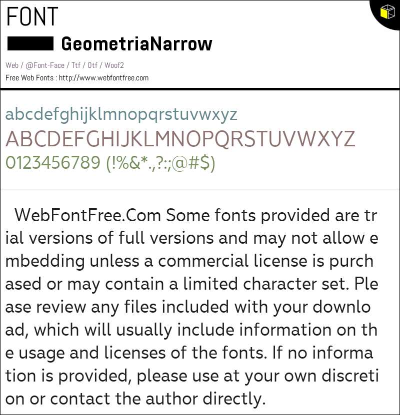 Geometria Narrow Fonts Downloads - WebFontFree.Com