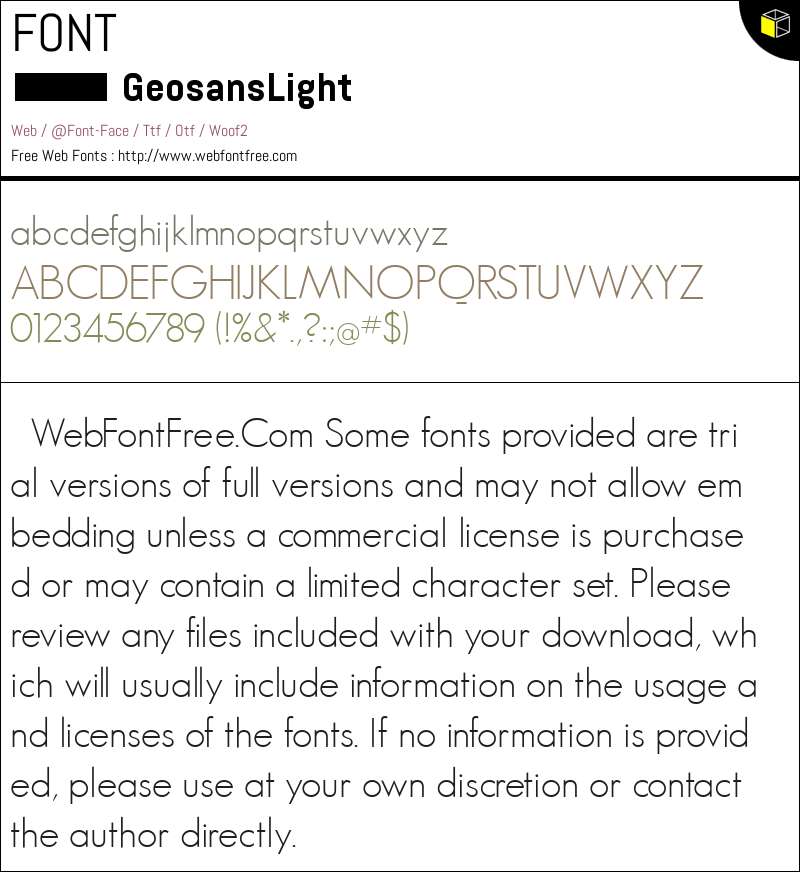 GeosansLight Fonts Downloads - WebFontFree.Com
