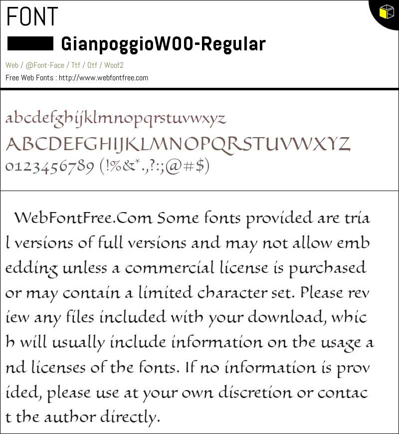Gianpoggio W00 Regular Fonts Downloads - WebFontFree.Com