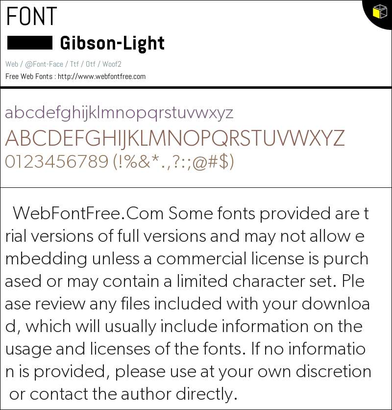 Gibson-Light 字体 下载 - WebFontFree.Com