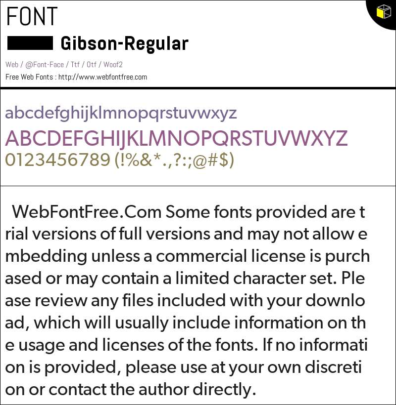 Gibson Regular 字体 下载 - WebFontFree.Com