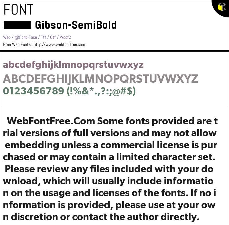 Gibson-SemiBold Fonts Downloads - WebFontFree.Com