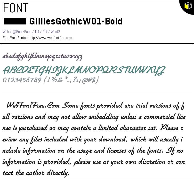 Gillies Gothic W01 Bold Fonts Downloads - WebFontFree.Com