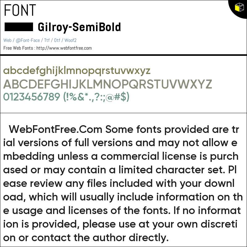 Gilroy-SemiBold Fonts Downloads - WebFontFree.Com