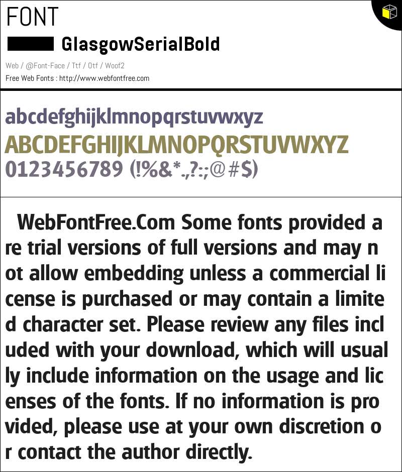 GlasgowSerial-Bold 字体 下载 - WebFontFree.Com