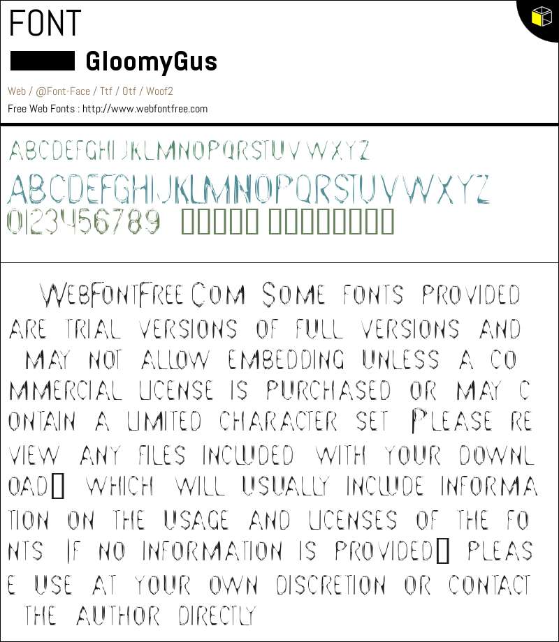 Gloomy Gus Fonts Downloads - WebFontFree.Com
