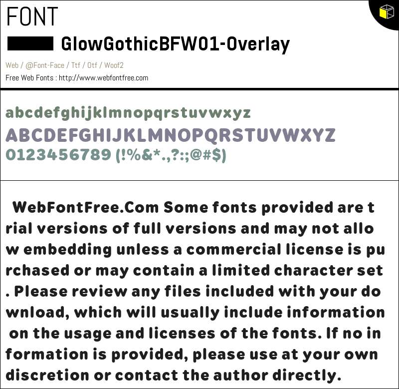Glow Gothic BF W01 Overlay Fonts Downloads - WebFontFree.Com