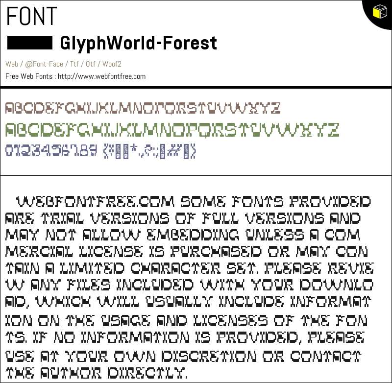 GlyphWorld Forest Fonts Downloads - WebFontFree.Com