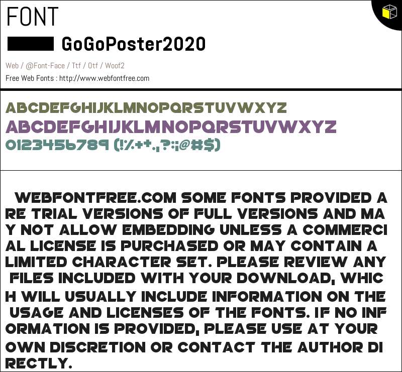 GoGo Poster 2020 Fonts Downloads - WebFontFree.Com