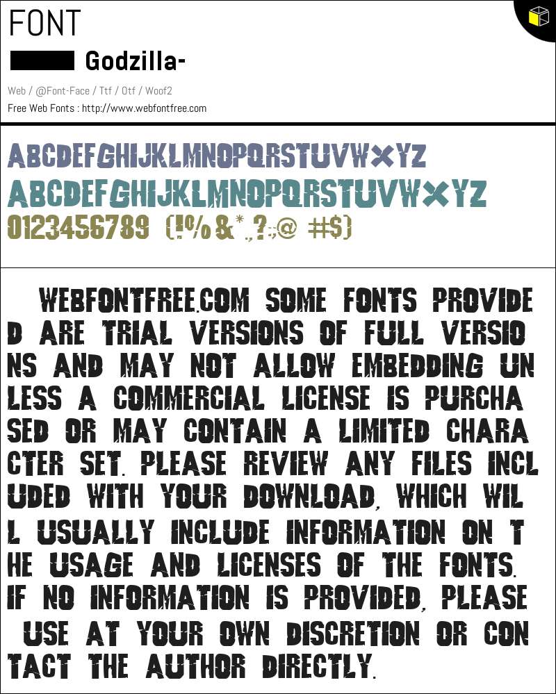 Godzilla Fonts Downloads - WebFontFree.Com