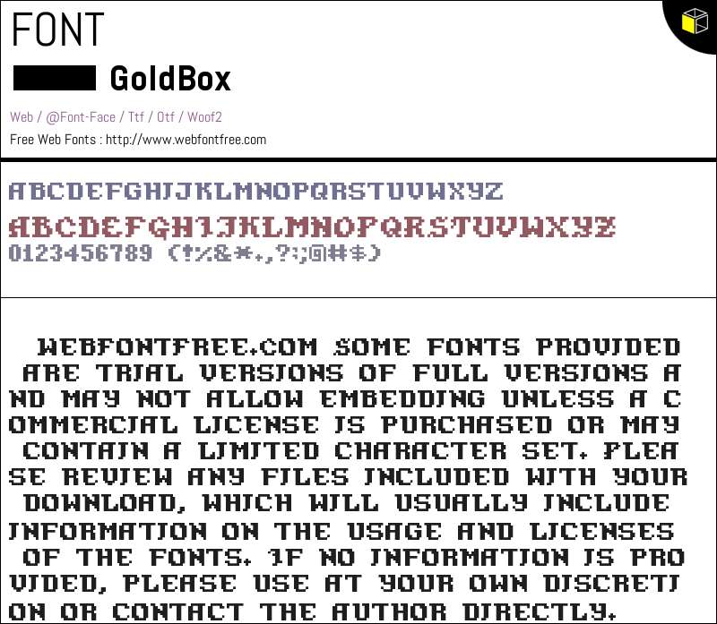 Gold Box Fonts Downloads - WebFontFree.Com