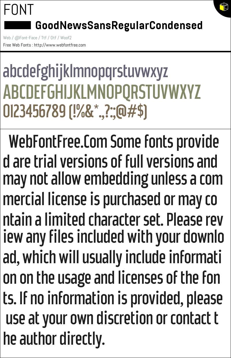 Good News Sans Regular Condensed Fonts Downloads - WebFontFree.Com