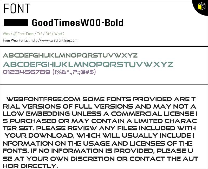 Good Times W00 Bold Fonts Downloads - WebFontFree.Com