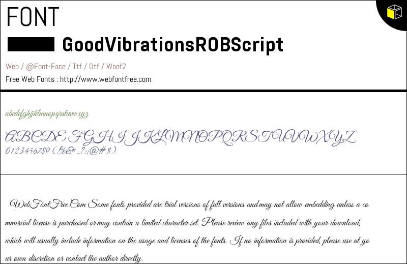 GoodVibrationsROB Script 字体 下载 - WebFontFree.Com