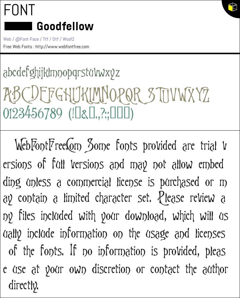 Goodfellow Fonts Downloads - WebFontFree.Com