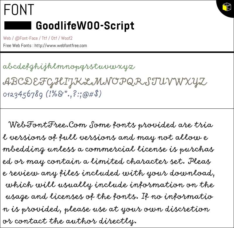 Goodlife W00 Script Fuentes Descargar - WebFontFree.Com