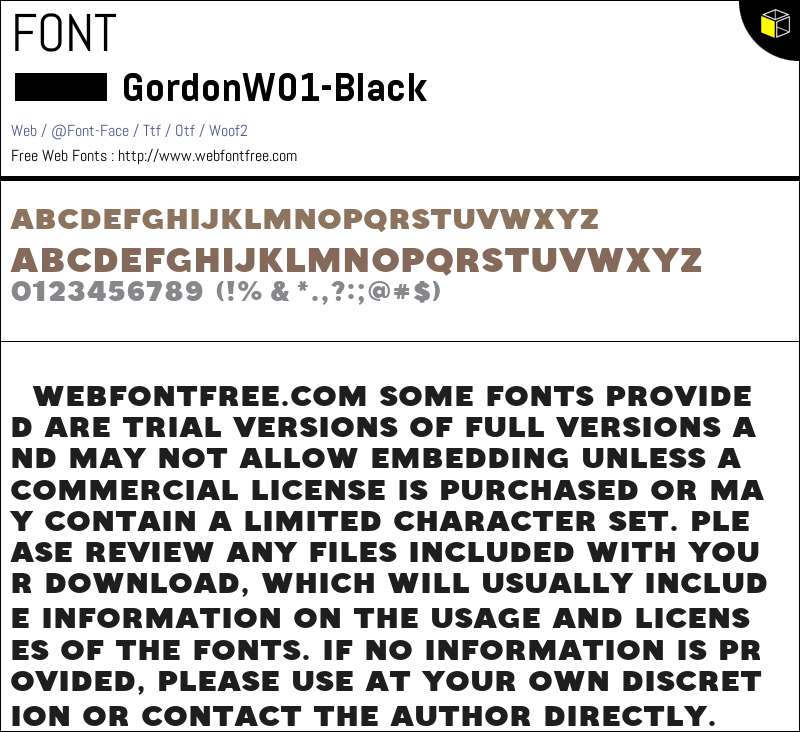 Gordon W01 Black Fonts Downloads - WebFontFree.Com