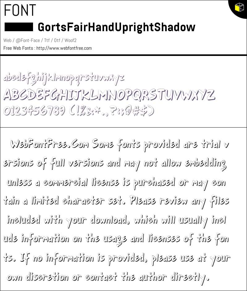 Gort's Fair Hand UprightShadow Fonts Downloads - WebFontFree.Com