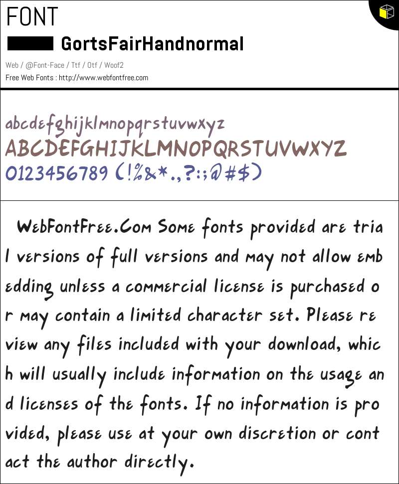 Gort's Fair Hand normal 字体 下载 - WebFontFree.Com