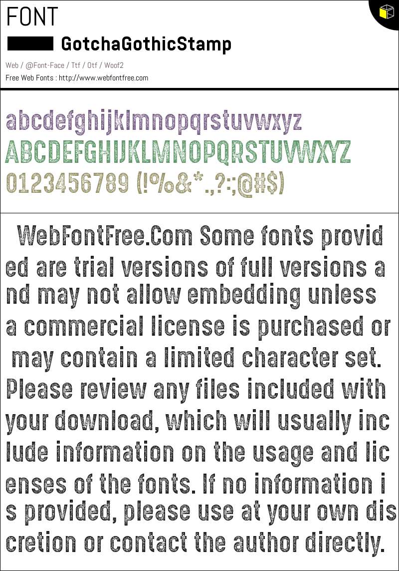 Gotcha Gothic Stamp Fonts Downloads - WebFontFree.Com