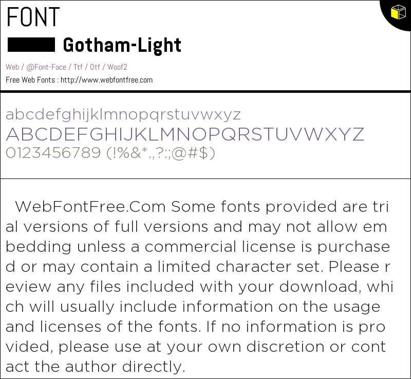 Gotham-Light Fonts Downloads - WebFontFree.Com