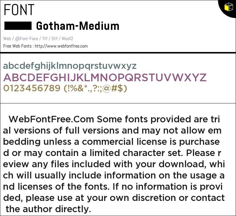 Gotham-Medium 字体 下载 - WebFontFree.Com