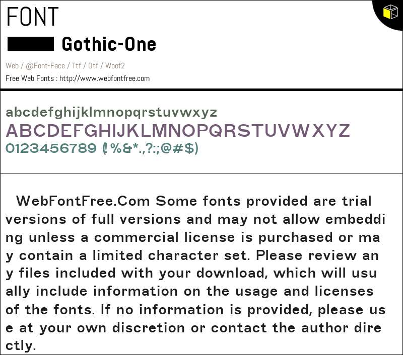 Gothic One Fonts Downloads - WebFontFree.Com