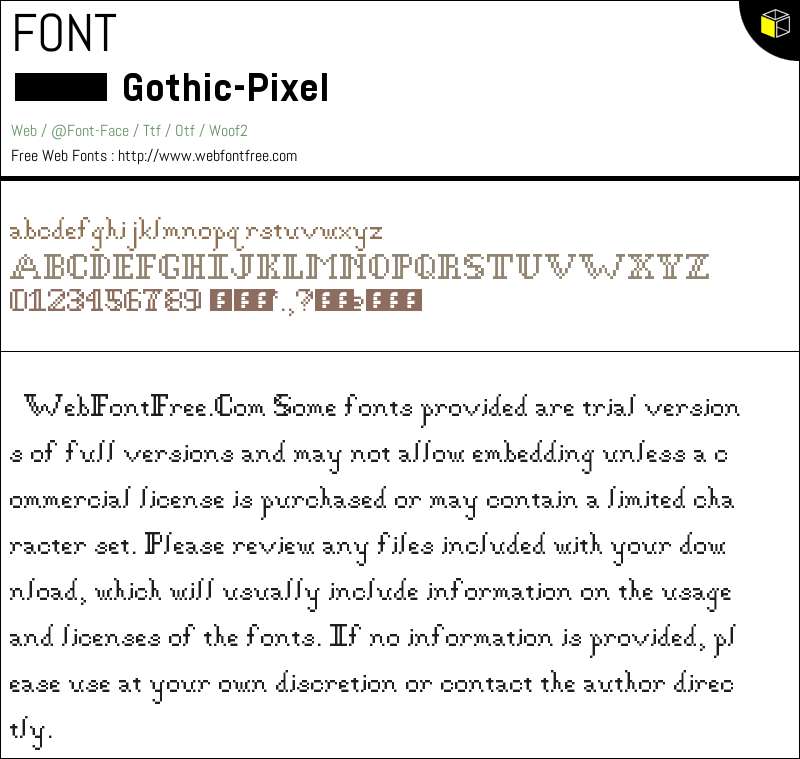 Gothic Pixel Regular Fonts Downloads - WebFontFree.Com