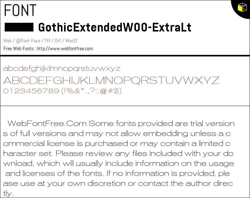 Gothic Extended W00 Extra Light Fonts Downloads - WebFontFree.Com