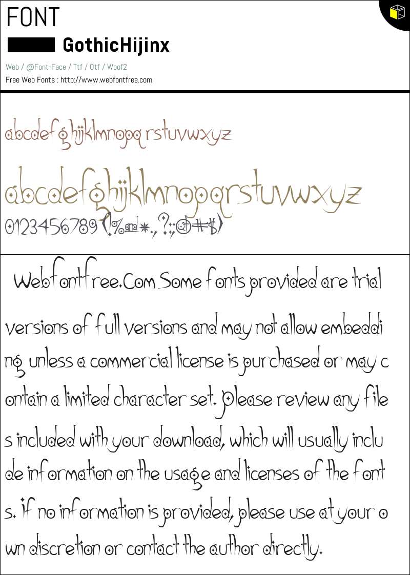 Gothic Hijinx Fonts Downloads - WebFontFree.Com