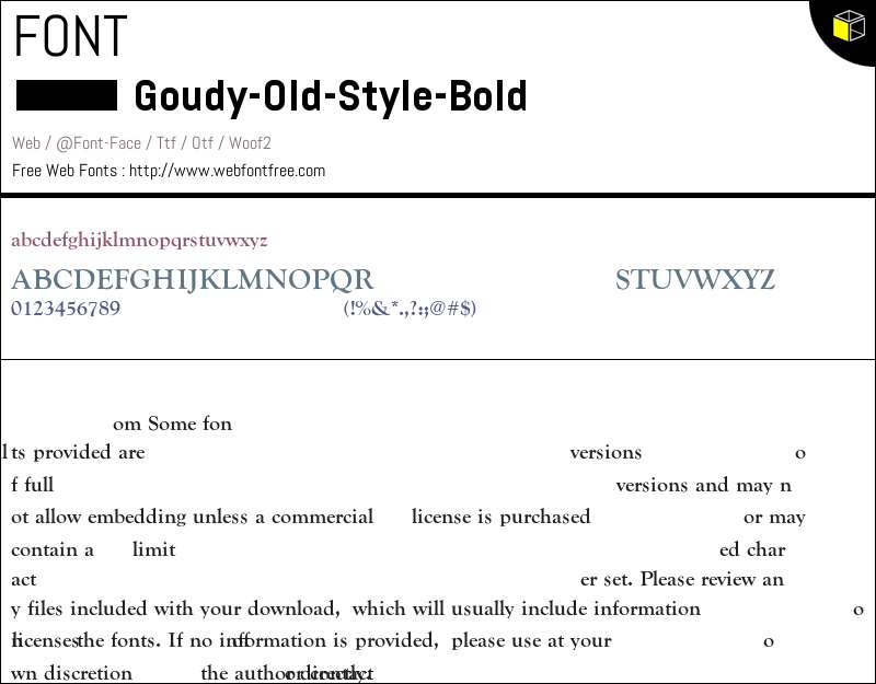 Goudy-Old-Style-Bold 字体 下载 - WebFontFree.Com