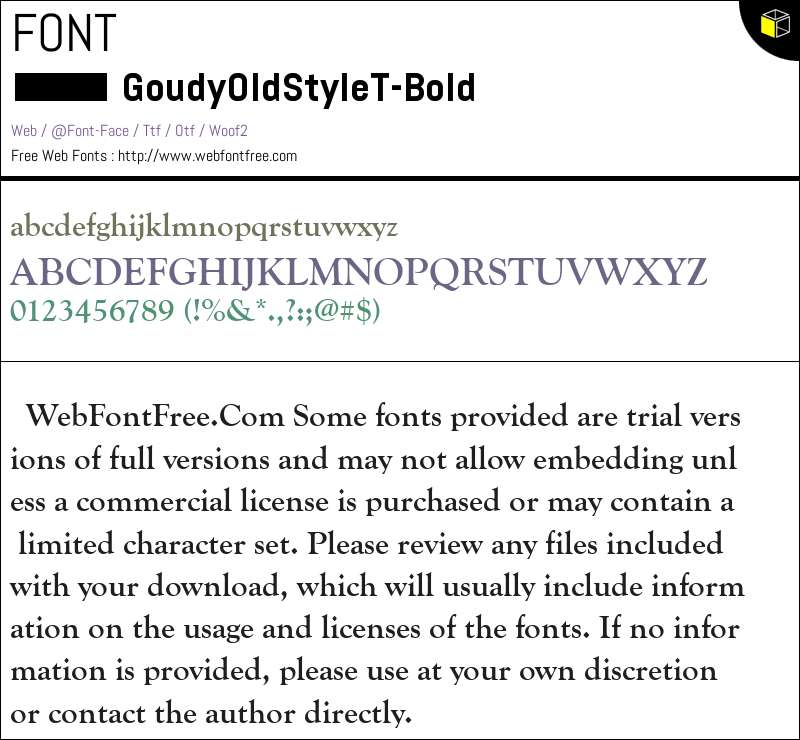 Goudy Old Style Bold Fonts Downloads - WebFontFree.Com