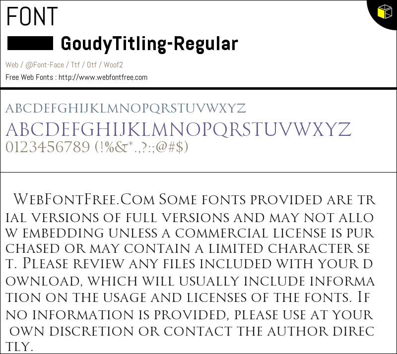 Goudy Titling W05 Regular Fonts Downloads - WebFontFree.Com