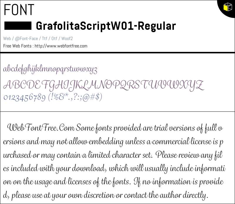 Grafolita Script W01 Regular Fonts Downloads - WebFontFree.Com