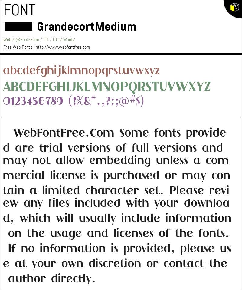 Grandecort Medium Fonts Downloads - WebFontFree.Com