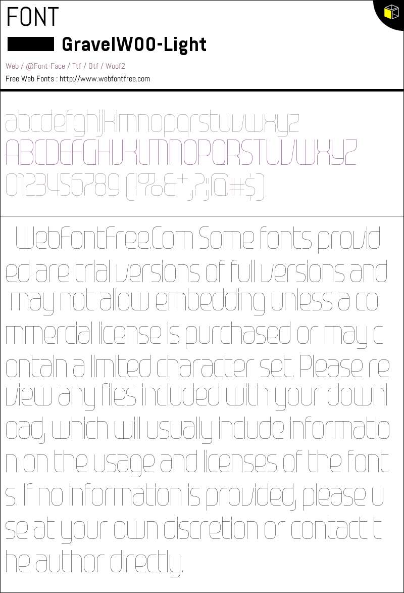 Gravel W00 Light Fonts Downloads - WebFontFree.Com