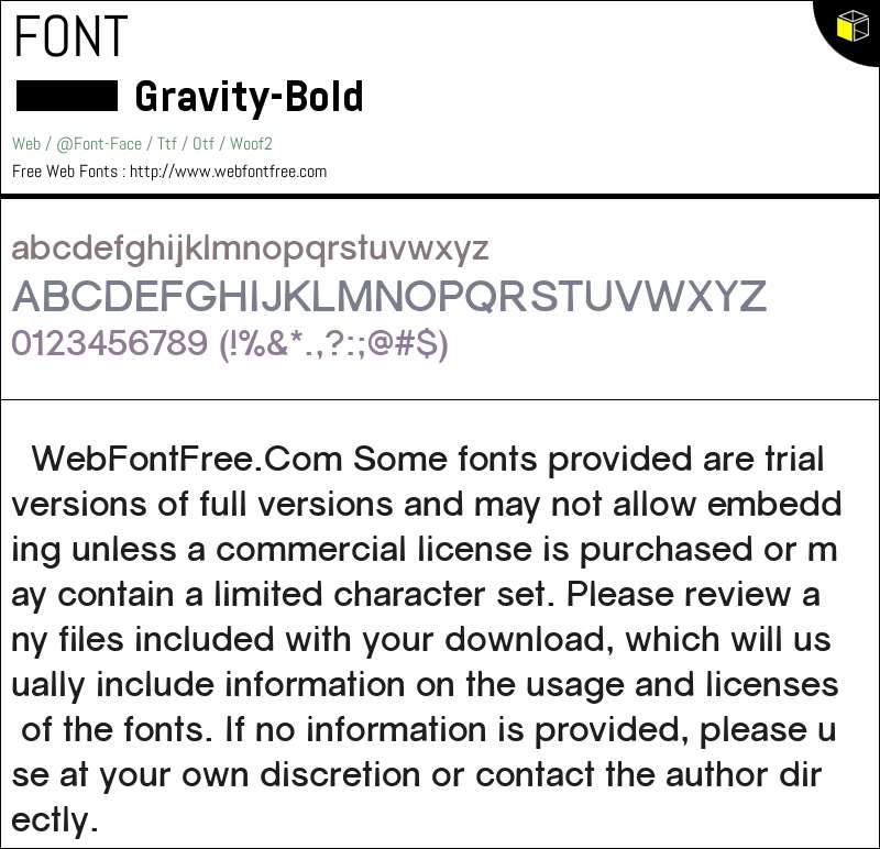 Gravity Bold Fonts Downloads - WebFontFree.Com