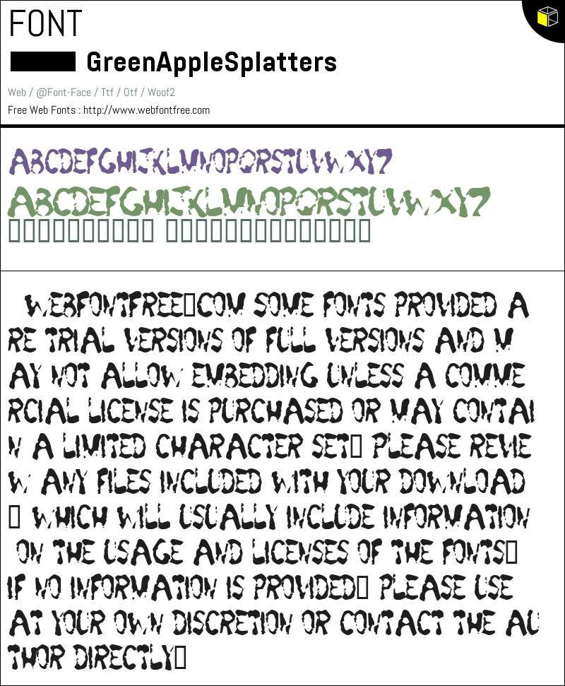 Green Apple Splatters Fonts Downloads - WebFontFree.Com