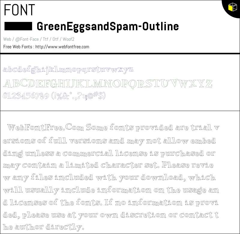 Green Eggs and Spam Outline Fonts Downloads - WebFontFree.Com