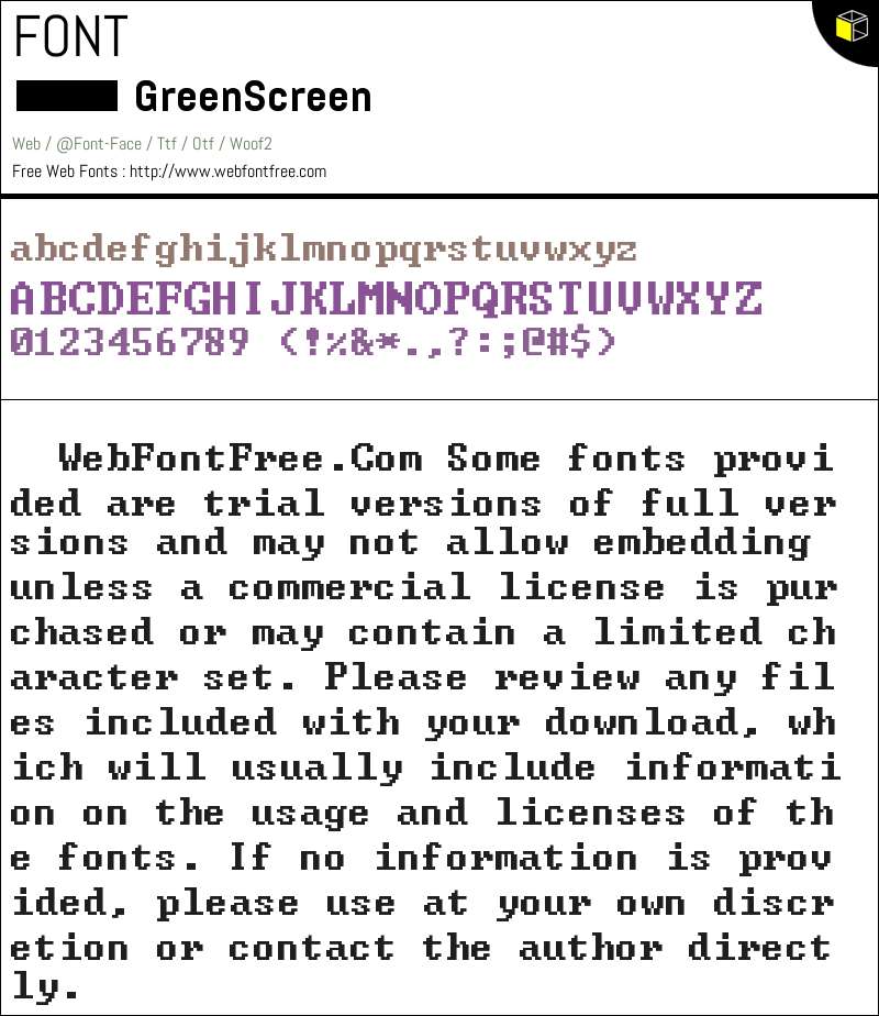 Green Screen Fonts Downloads - WebFontFree.Com