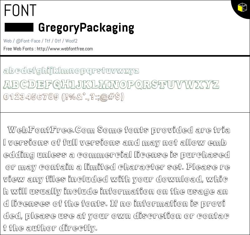 Gregory Packaging Fonts Downloads - WebFontFree.Com