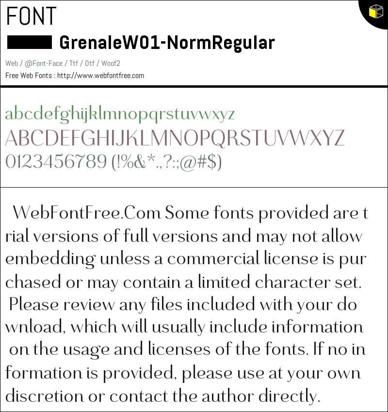 Grenale W01 Norm Regular Fonts Downloads - WebFontFree.Com