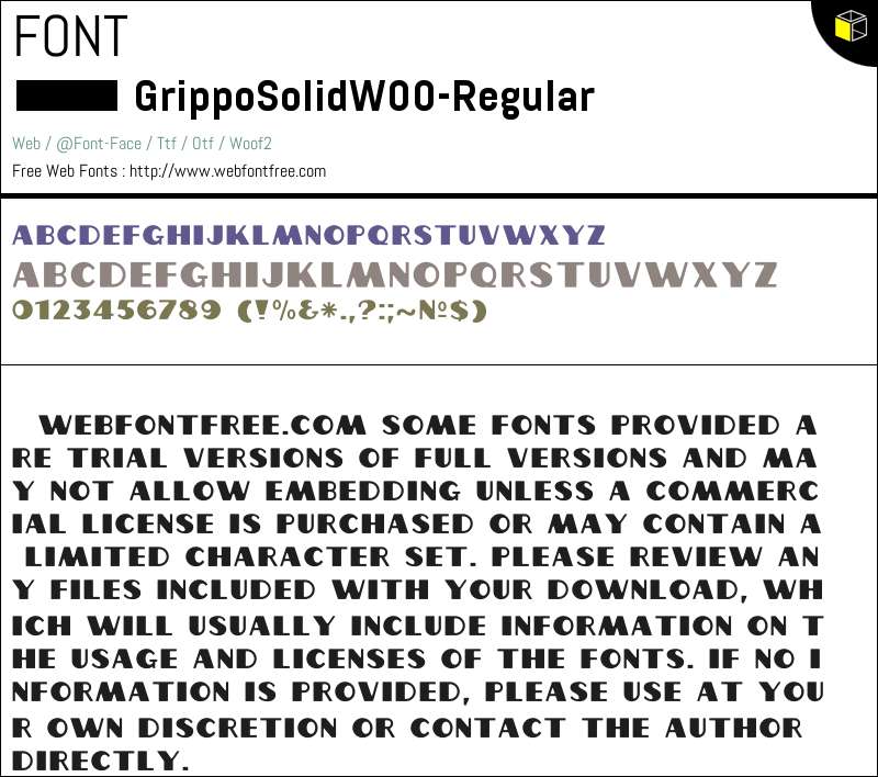 Grippo Solid W00 Regular Fonts Downloads - WebFontFree.Com