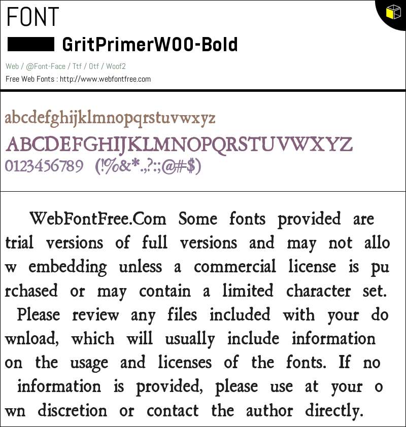 Grit Primer W00 Bold Fonts Downloads - WebFontFree.Com