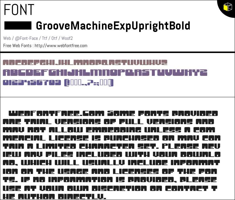 Groove Machine ExpUpright Bold Fonts Downloads - WebFontFree.Com
