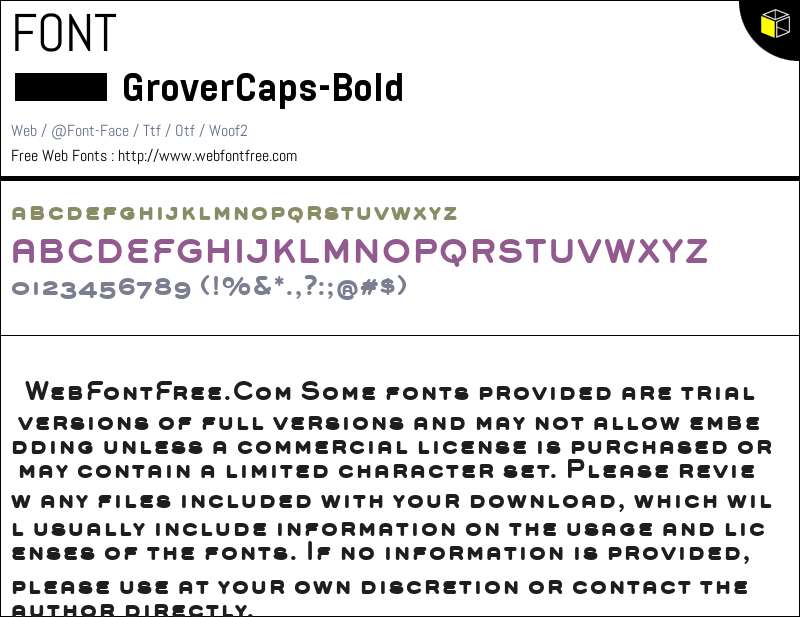 Grover Caps Bold Fonts Downloads - WebFontFree.Com